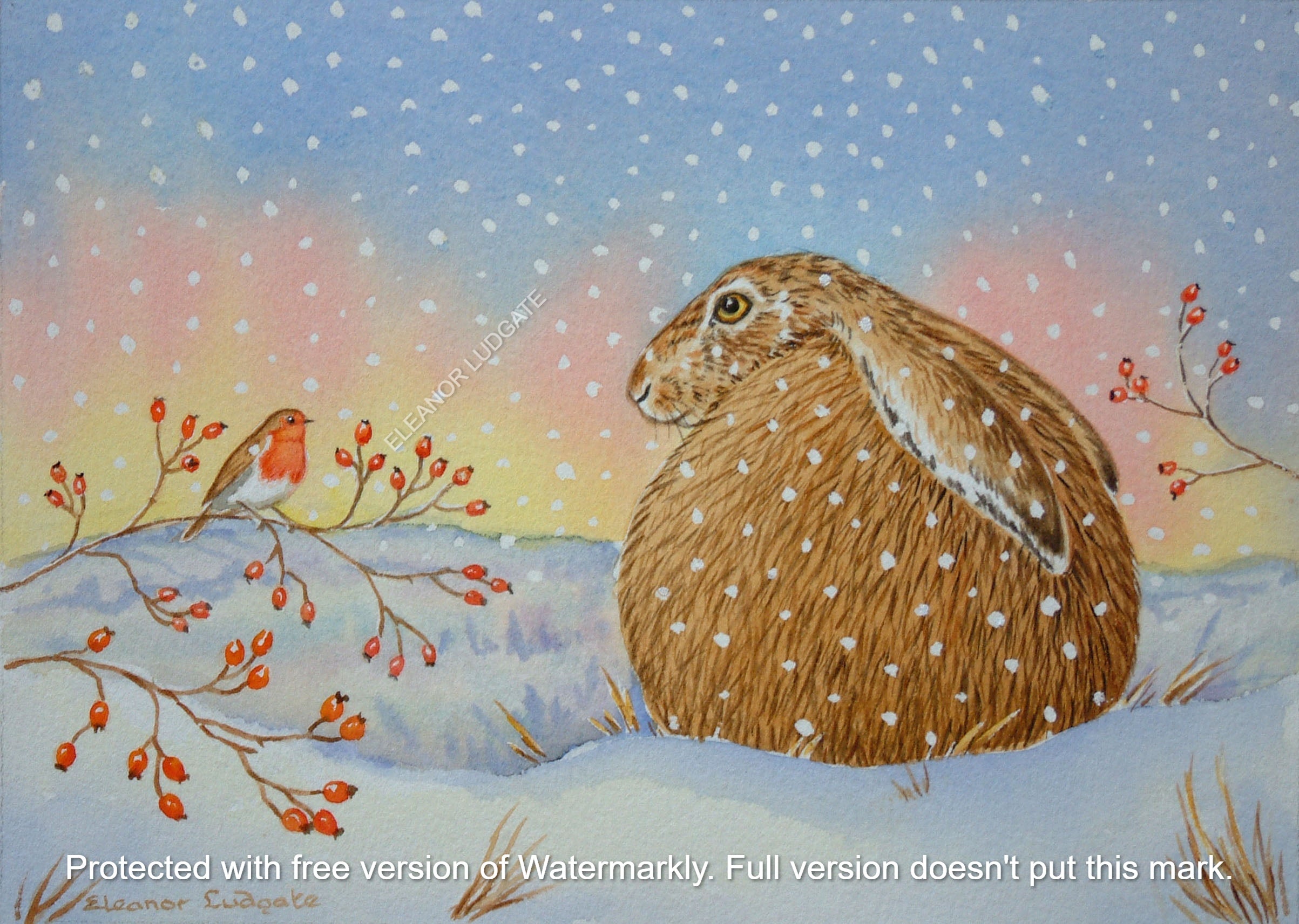 Original Watercolour The Hare & The Robin – Ludgate Gallery
